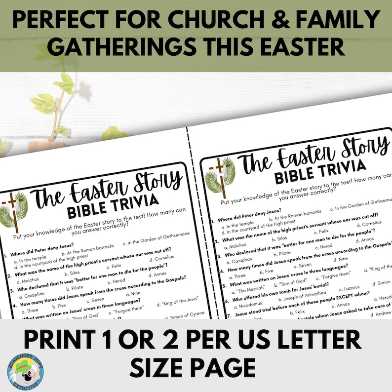 Easter Story Bible Trivia Game, Easter Holy Week Bible Game Church ...