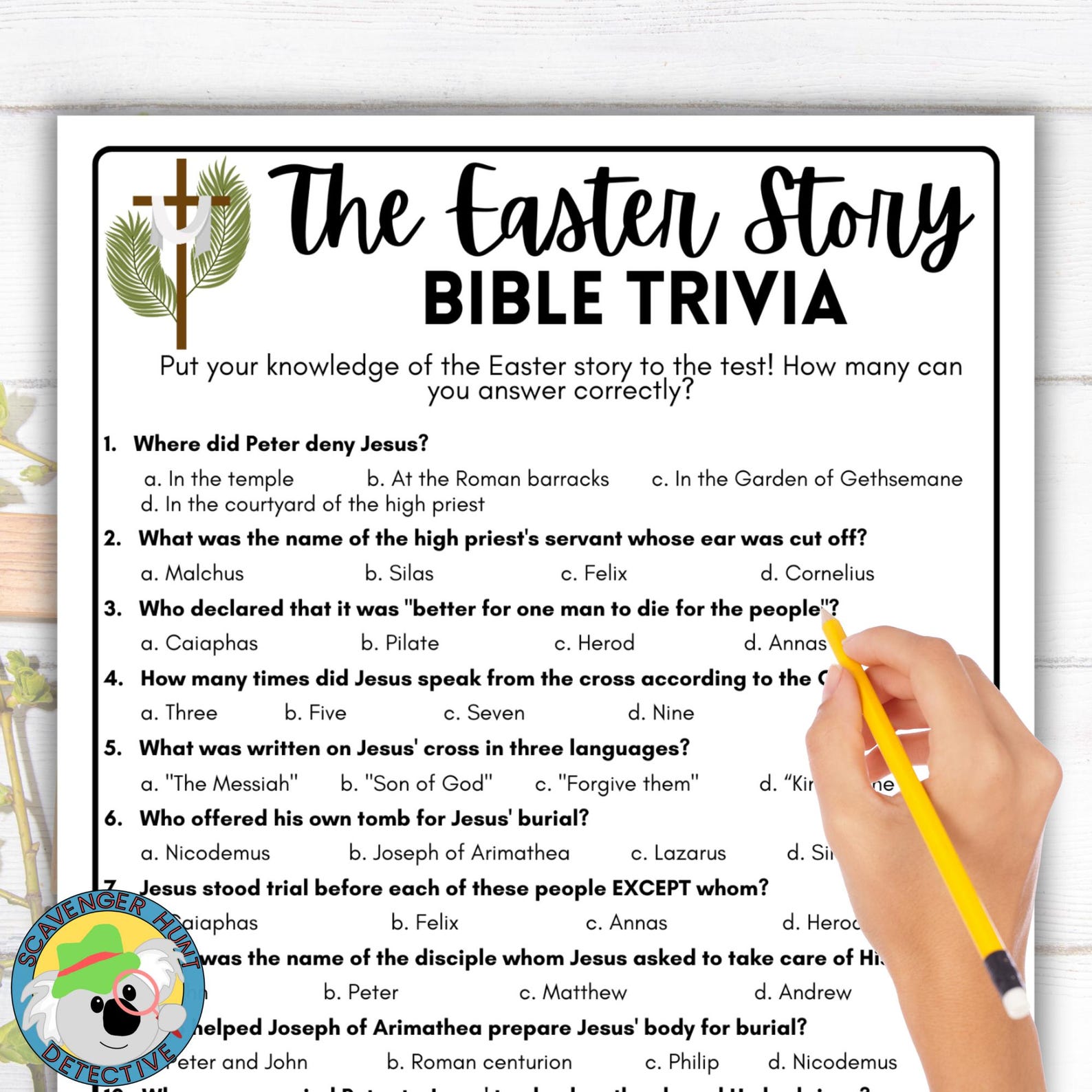 Easter Story Bible Trivia Game, Easter Holy Week Bible Game Church ...