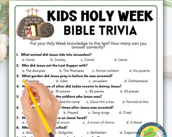 Holy Week Easter Bible Trivia Game for Kids, Easter Story Bible Game ...