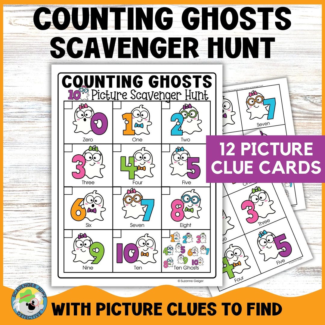 Counting to 10 Ghost Scavenger Hunt for Preschoolers With Picture Clues ...