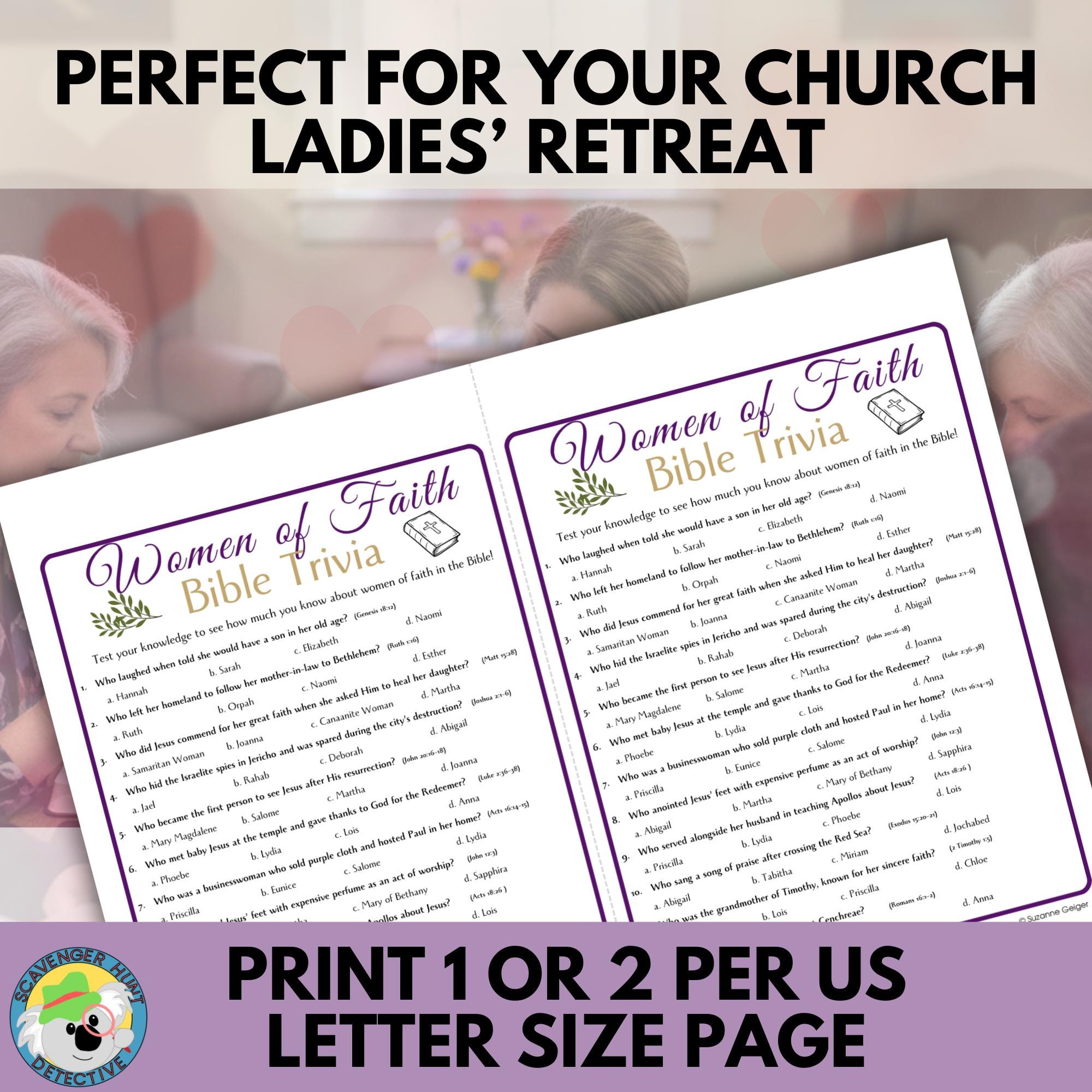 Bible Women of Faith Trivia Game, Women's Ministry Women of the Bible ...