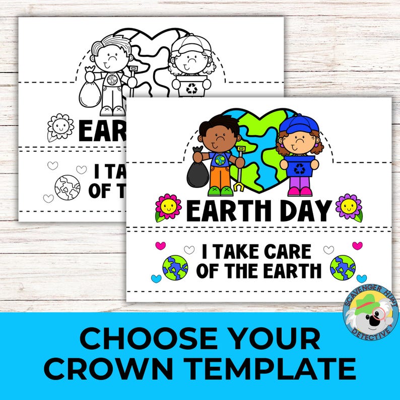 Earth Day Paper Crown Craft Activity, Coloring Printable Earth Day Take ...