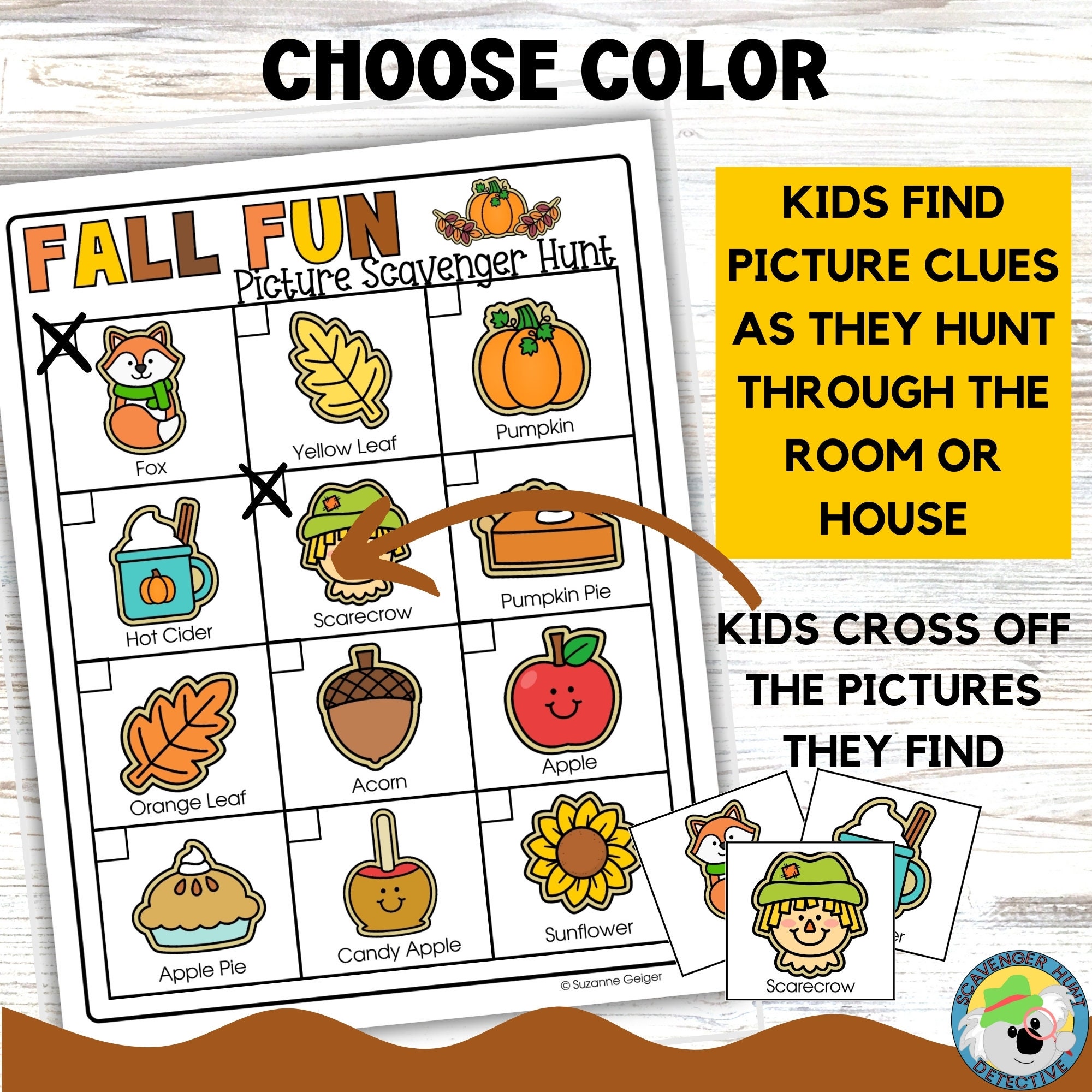 Fall Scavenger Hunt for Preschoolers With Picture Clues, Toddler Fall ...