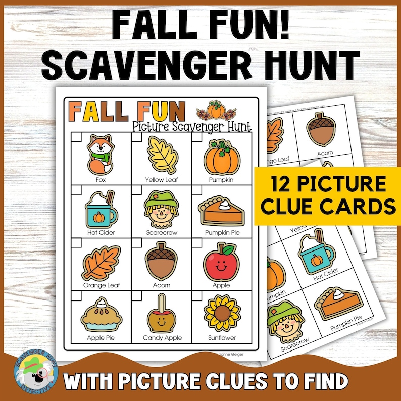 Fall Scavenger Hunt for Preschoolers With Picture Clues, Toddler Fall ...