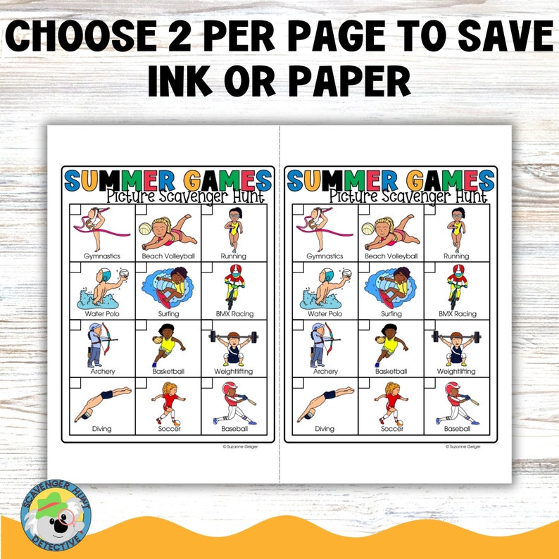 2024 Summer Games Scavenger Hunt for Preschoolers With Picture Clues ...