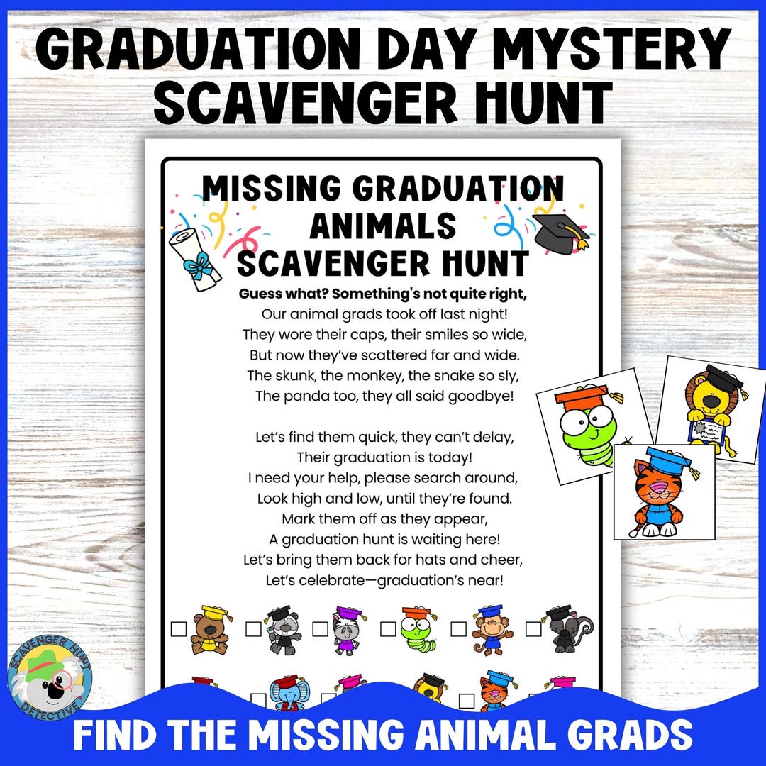 Graduation Mystery Scavenger Hunt for Kids, Preschool Graduation Party ...