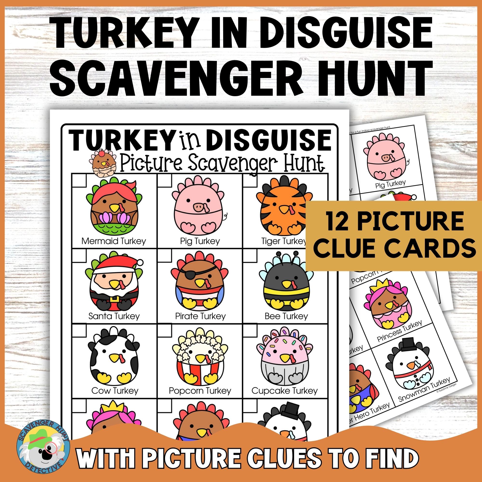Turkey in Disguise Scavenger Hunt for Preschoolers With Picture Clues ...