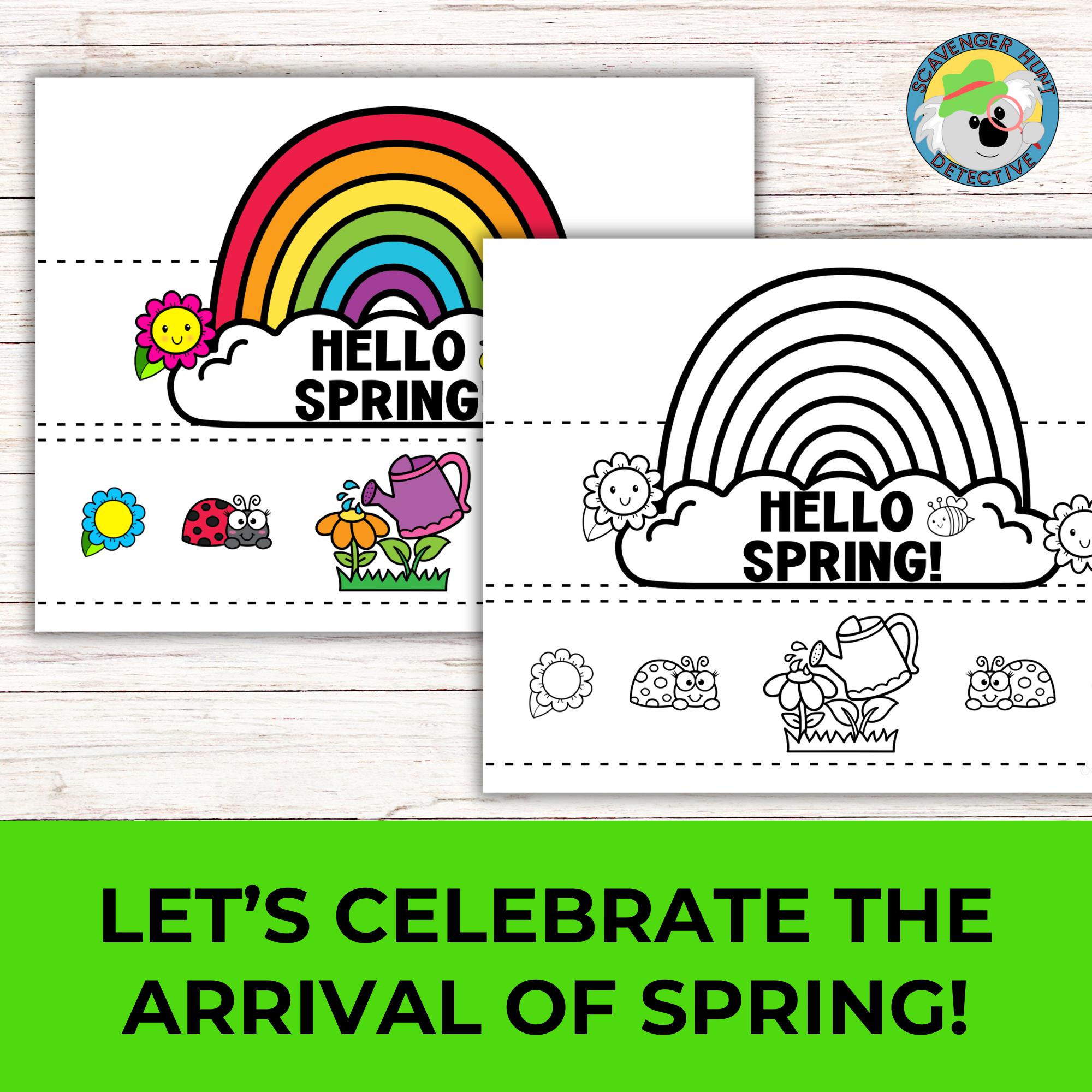 Spring Paper Crown Craft Activity, Coloring Printable First Day of ...