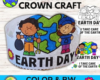 Earth Day Paper Crown Craft Activity, Coloring Printable Earth Day Take ...