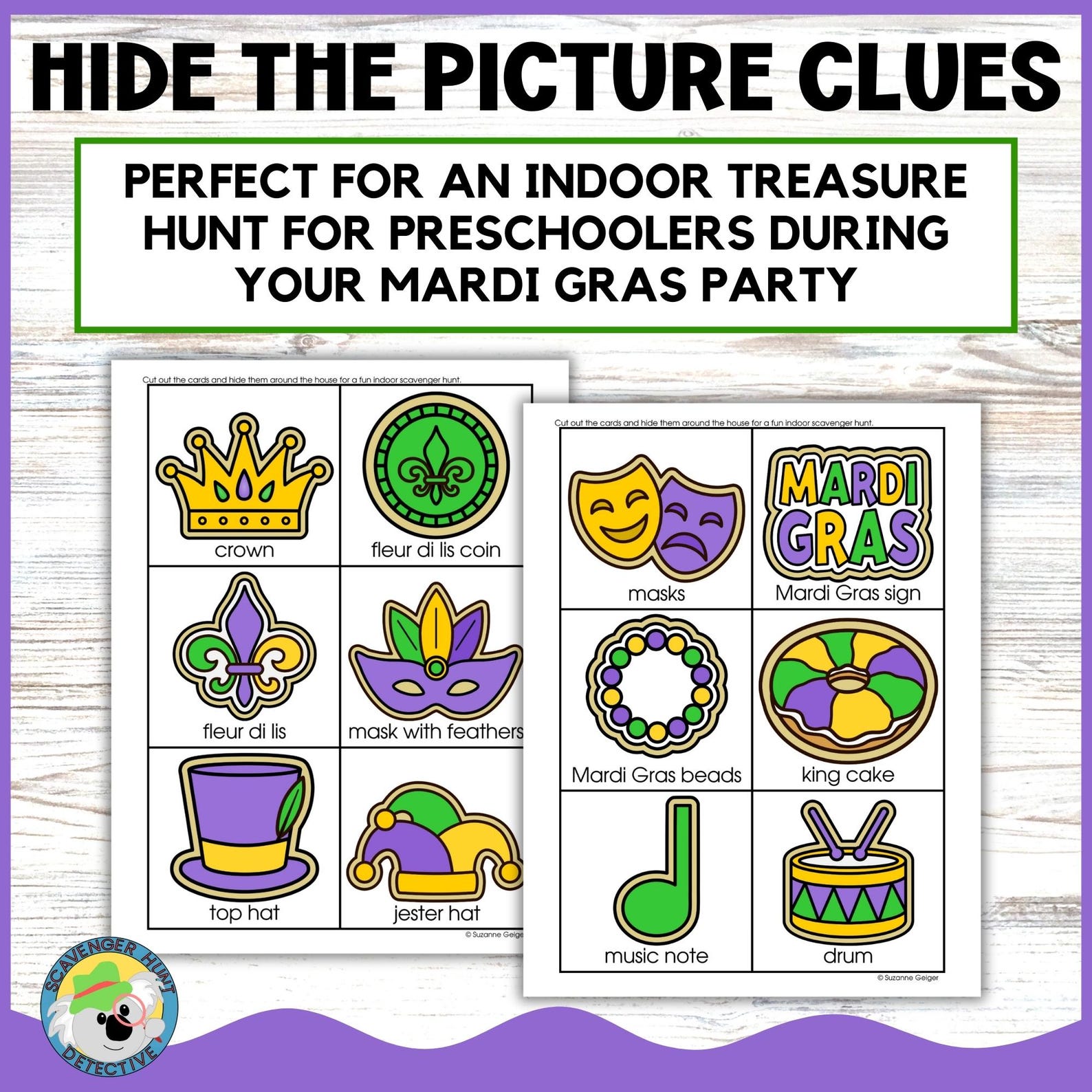 Mardi Gras Scavenger Hunt for Toddlers With Picture Clues, Picture ...