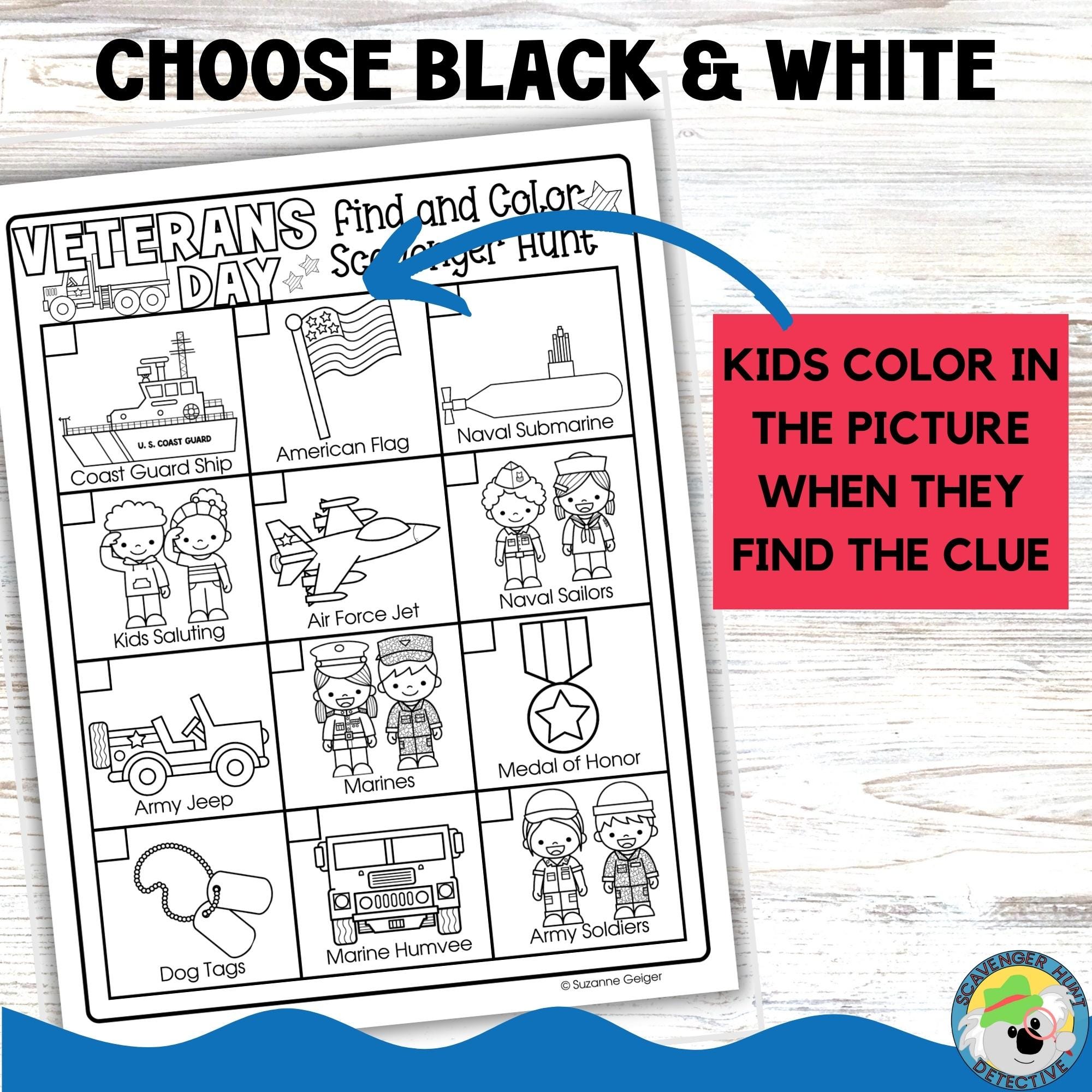 Veterans Day Scavenger Hunt for Preschool With Picture Clues, Toddler ...