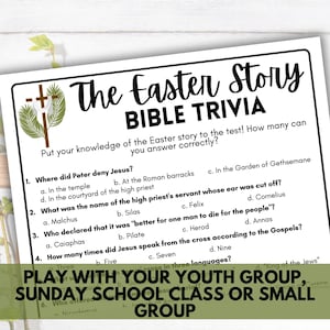 Easter Story Bible Trivia Game, Easter Holy Week Bible Game Church ...
