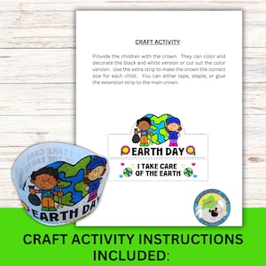 Earth Day Paper Crown Craft Activity, Coloring Printable Earth Day Take ...