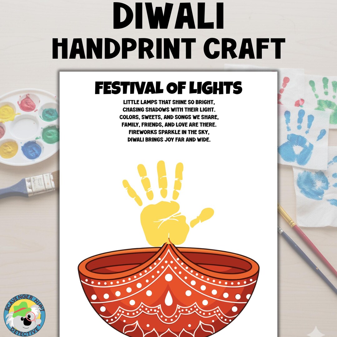 Diwali Handprint Craft Activity, Diwali Festival of Lights Diya Lamp ...