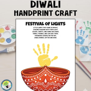 Diwali Handprint Craft Activity, Diwali Festival of Lights Diya Lamp ...
