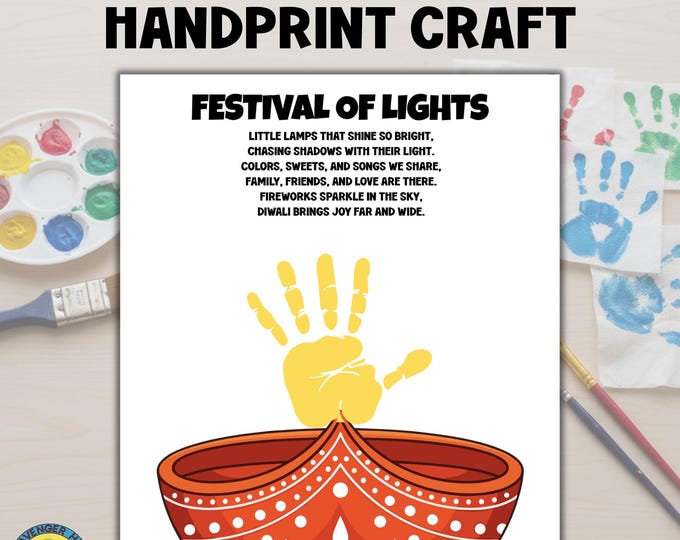 Diwali Handprint Craft Activity, Diwali Festival of Lights Diya Lamp ...