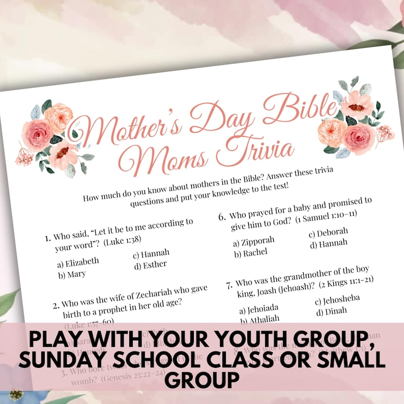 Mothers Day Moms of the Bible Trivia Game, Bible Mothers Trivia Game ...