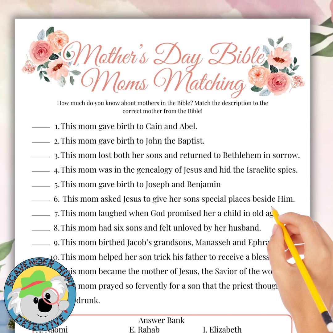 Mothers Day Bible Moms Matching Game, Bible Mothers Day Game Moms of ...