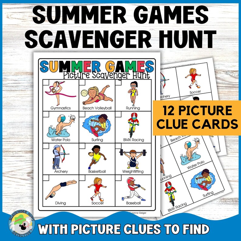 2024 Summer Games Scavenger Hunt for Preschoolers With Picture Clues ...