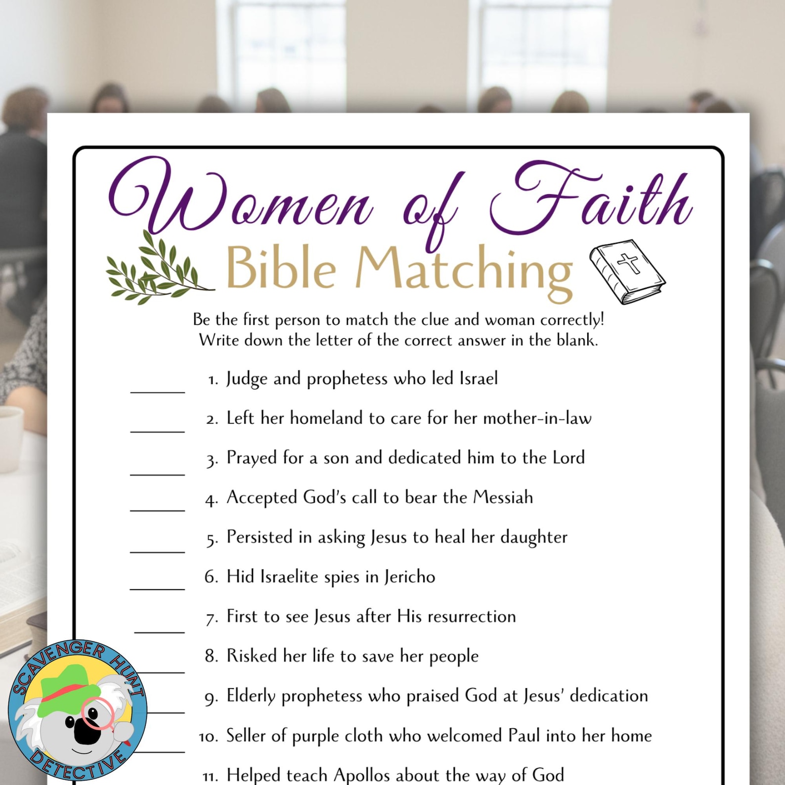 Bible Women of Faith Matching Game, Women's Ministry Women of the Bible ...