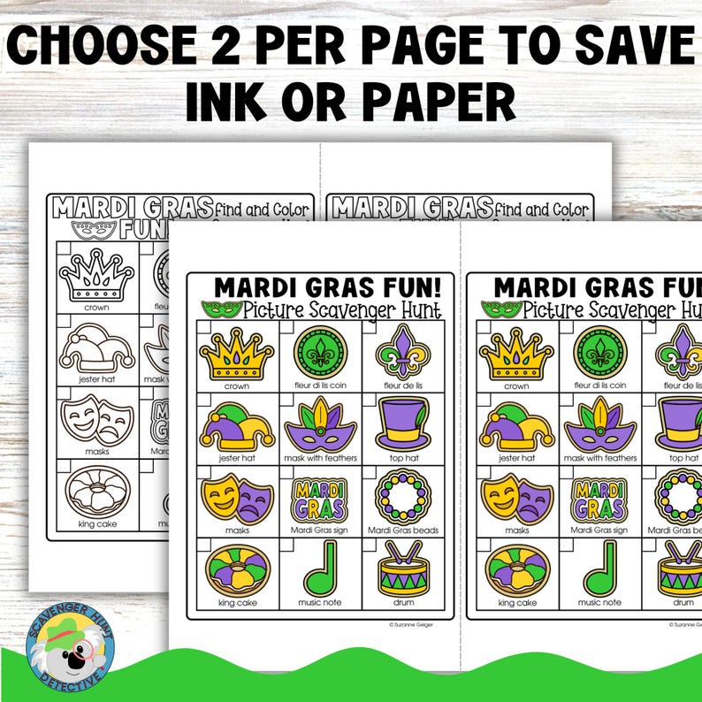 Mardi Gras Scavenger Hunt for Toddlers With Picture Clues, Picture ...