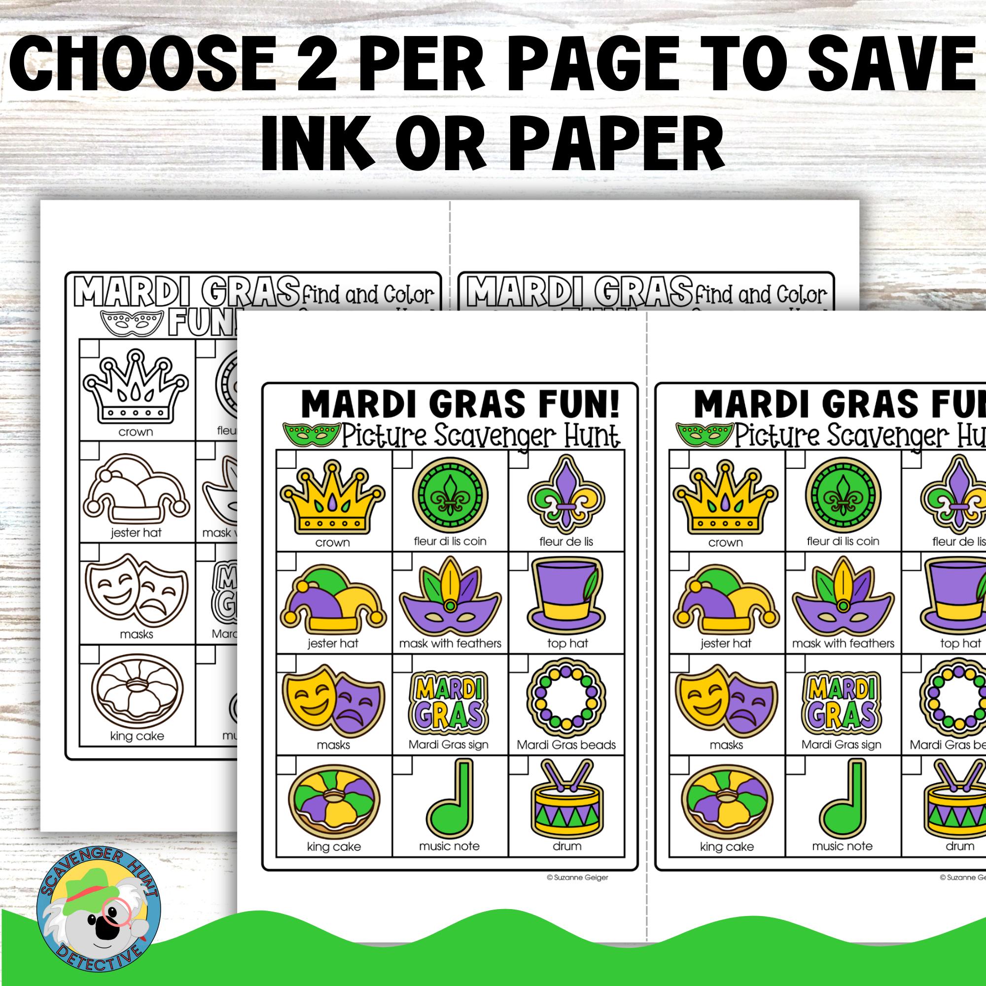 Mardi Gras Scavenger Hunt for Toddlers With Picture Clues, Picture ...