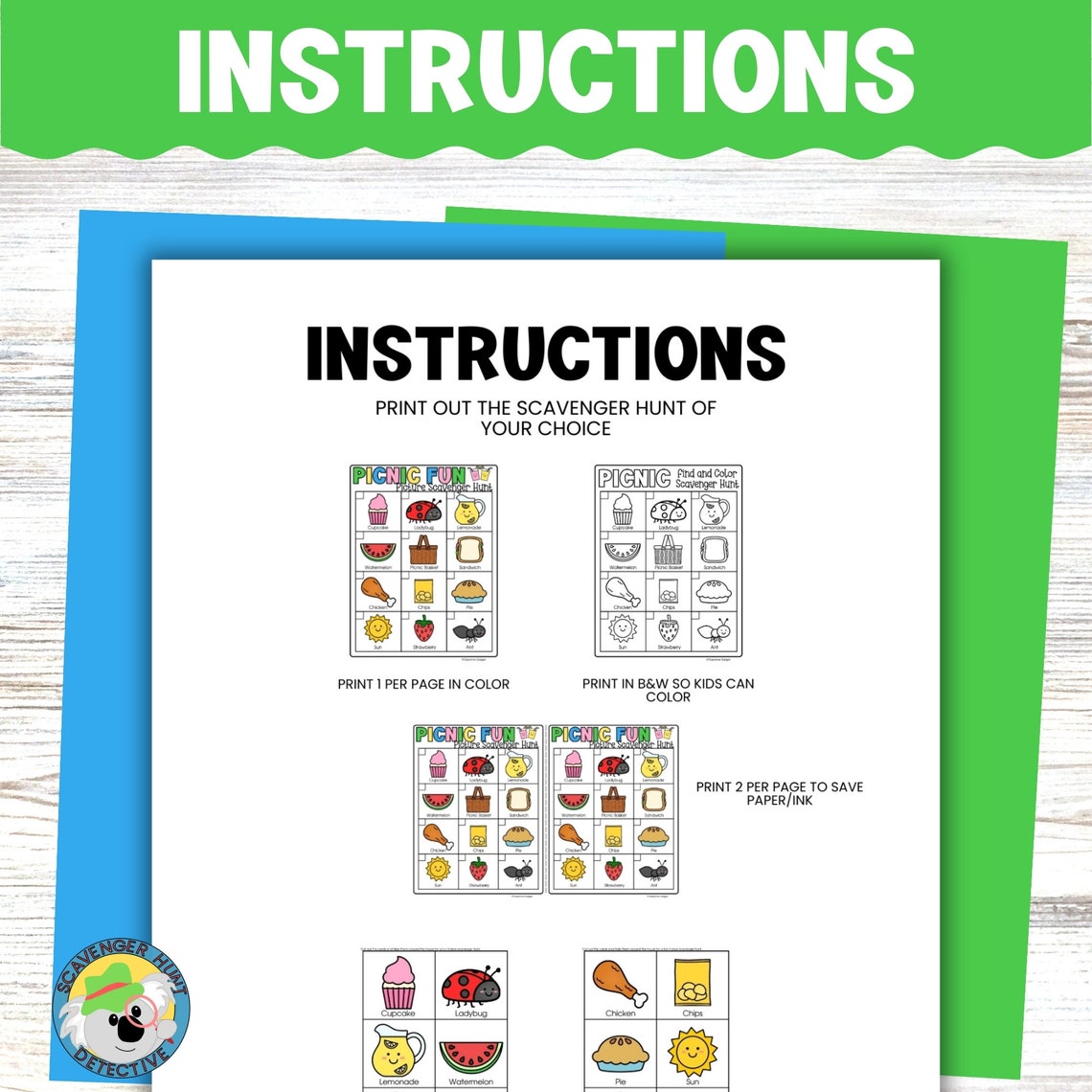 Picnic Scavenger Hunt for Preschoolers With Picture Clues, Toddler ...