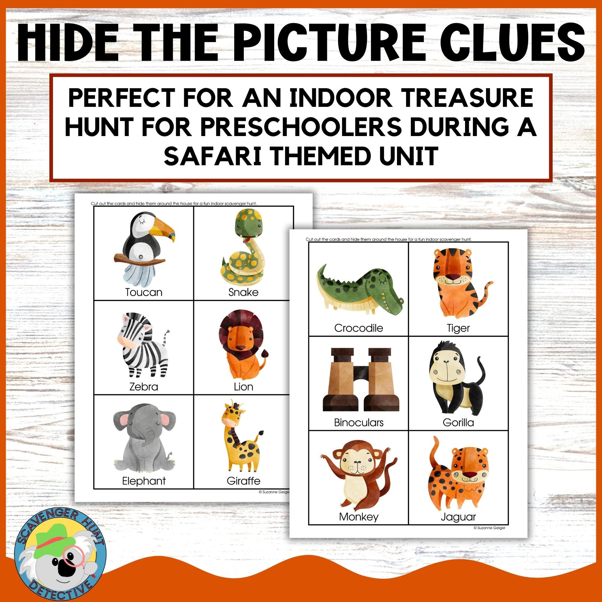 Safari Animal Scavenger Hunt for Preschoolers With Picture Clues ...