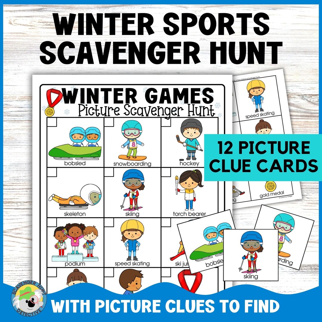 Winter Sports Games Scavenger Hunt for Preschoolers With Picture Clues ...