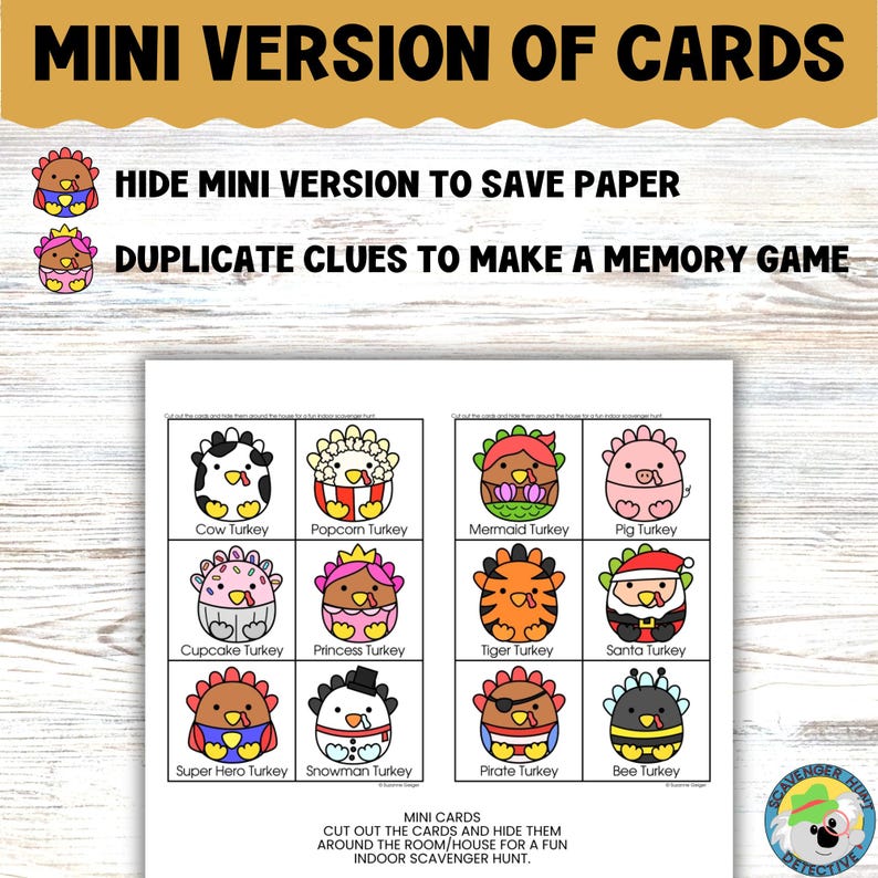 Turkey in Disguise Scavenger Hunt for Preschoolers With Picture Clues ...