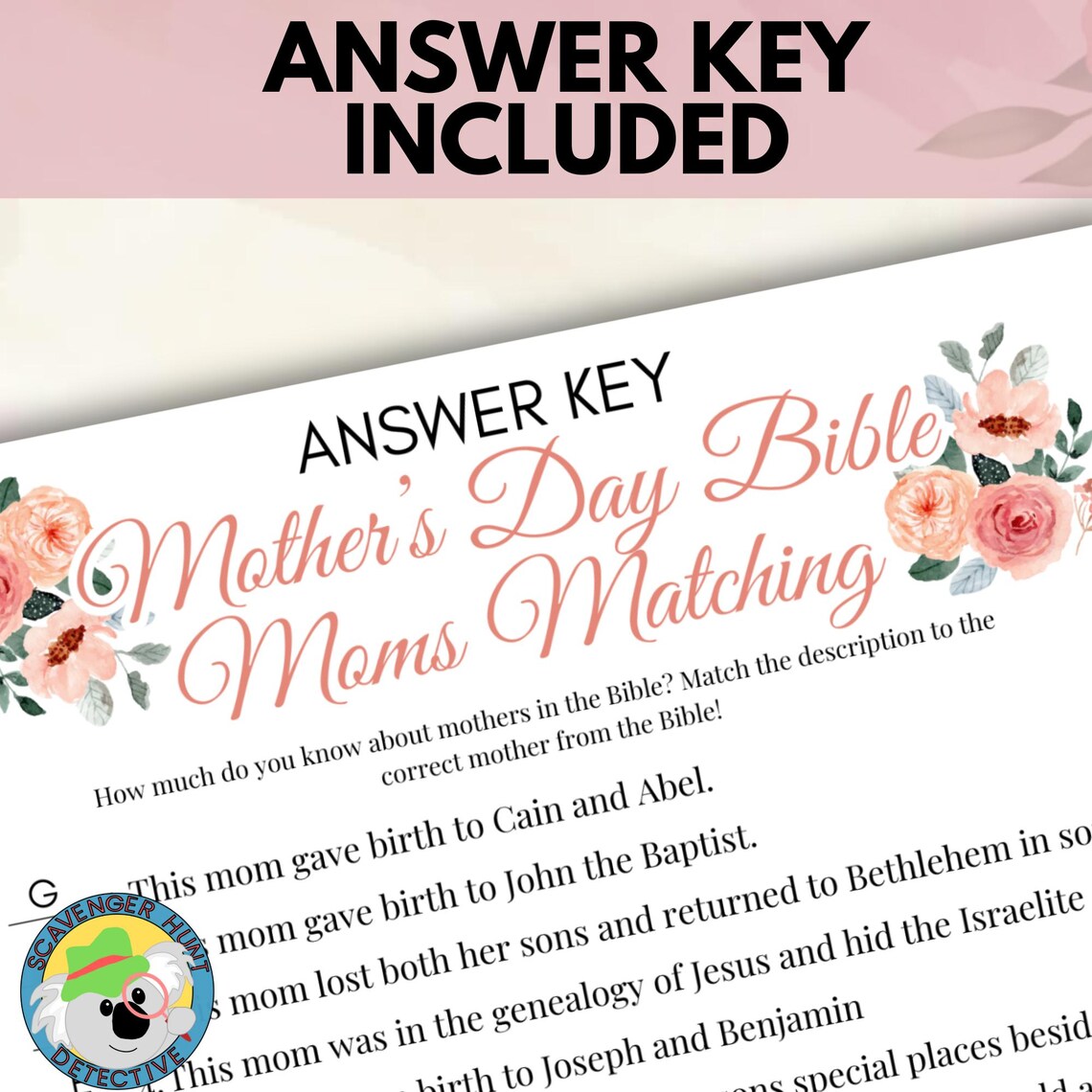 Mothers Day Bible Moms Matching Game, Bible Mothers Day Game Moms of ...