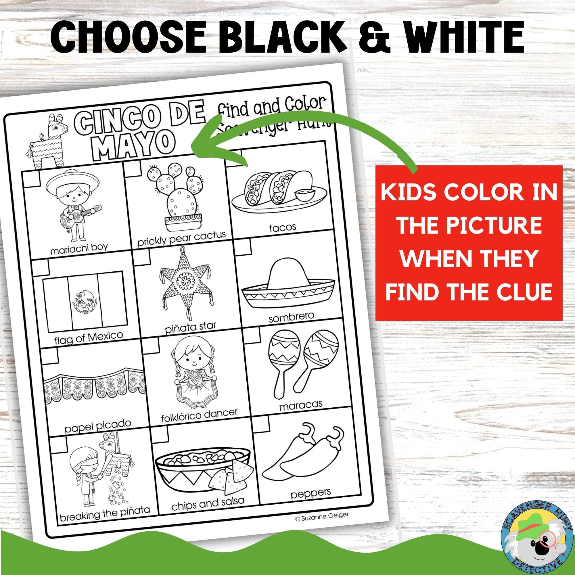 Cinco De Mayo Printable Picture Scavenger Hunt for Preschooler Toddlers ...