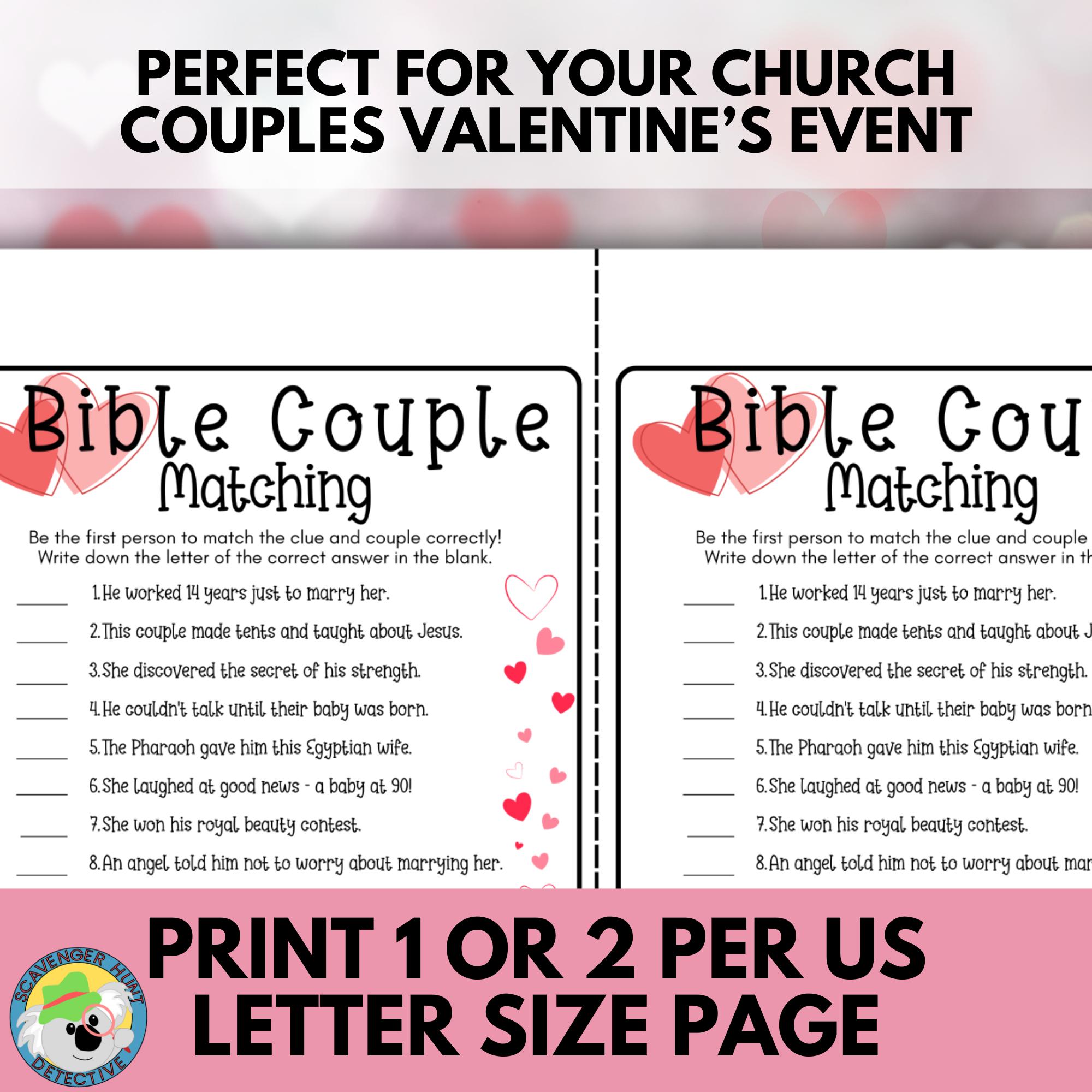 Bible Couples Matching Game, Valentine's Party Couples of the Bible ...
