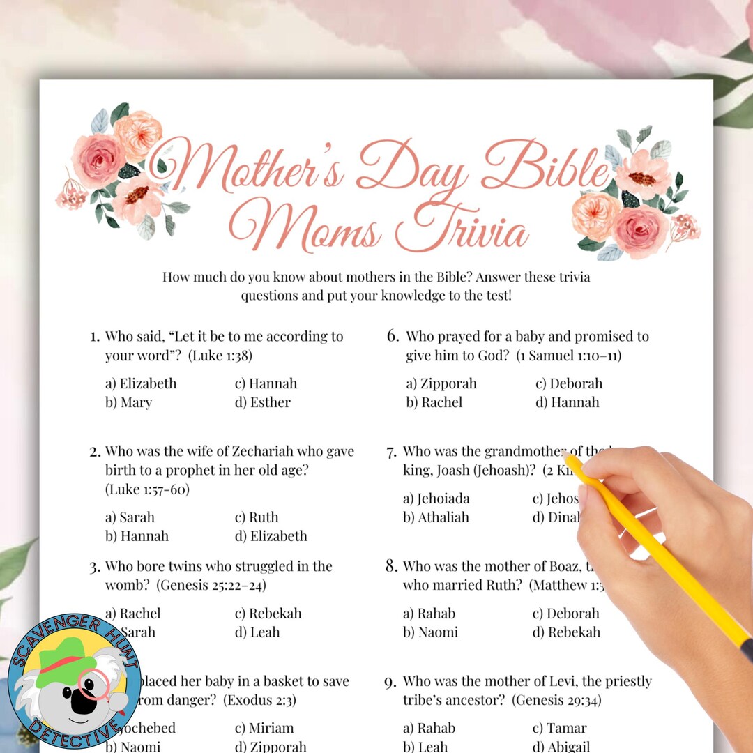 Mothers Day Moms of the Bible Trivia Game, Bible Mothers Trivia Game ...