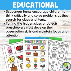 Picnic Scavenger Hunt for Preschoolers With Picture Clues, Toddler ...