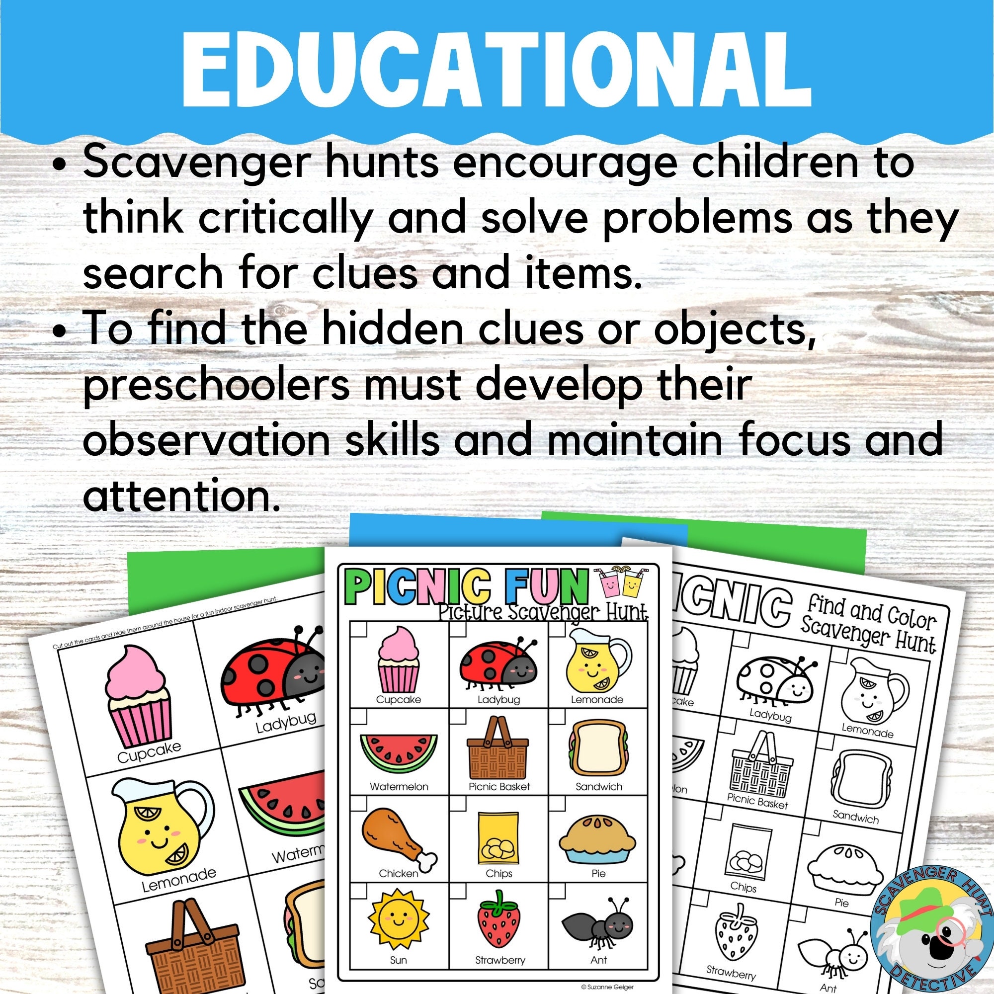 Picnic Scavenger Hunt for Preschoolers With Picture Clues, Toddler ...