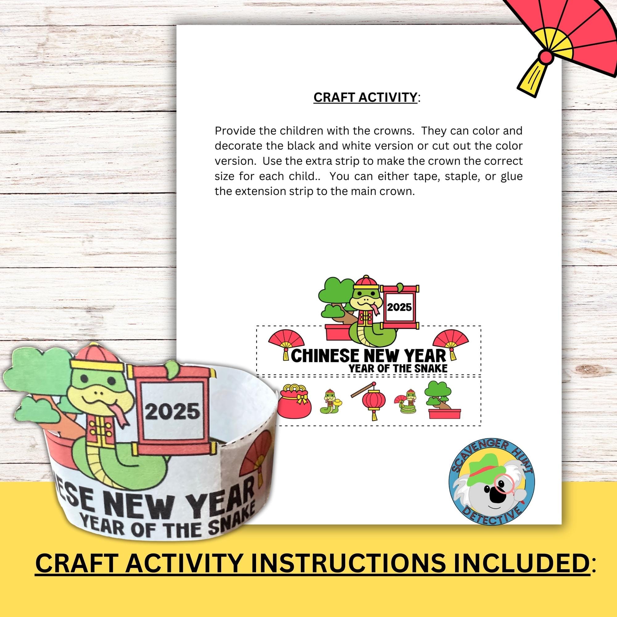 Chinese Lunar New Year Crown Craft Activity 2025, Coloring Printable ...