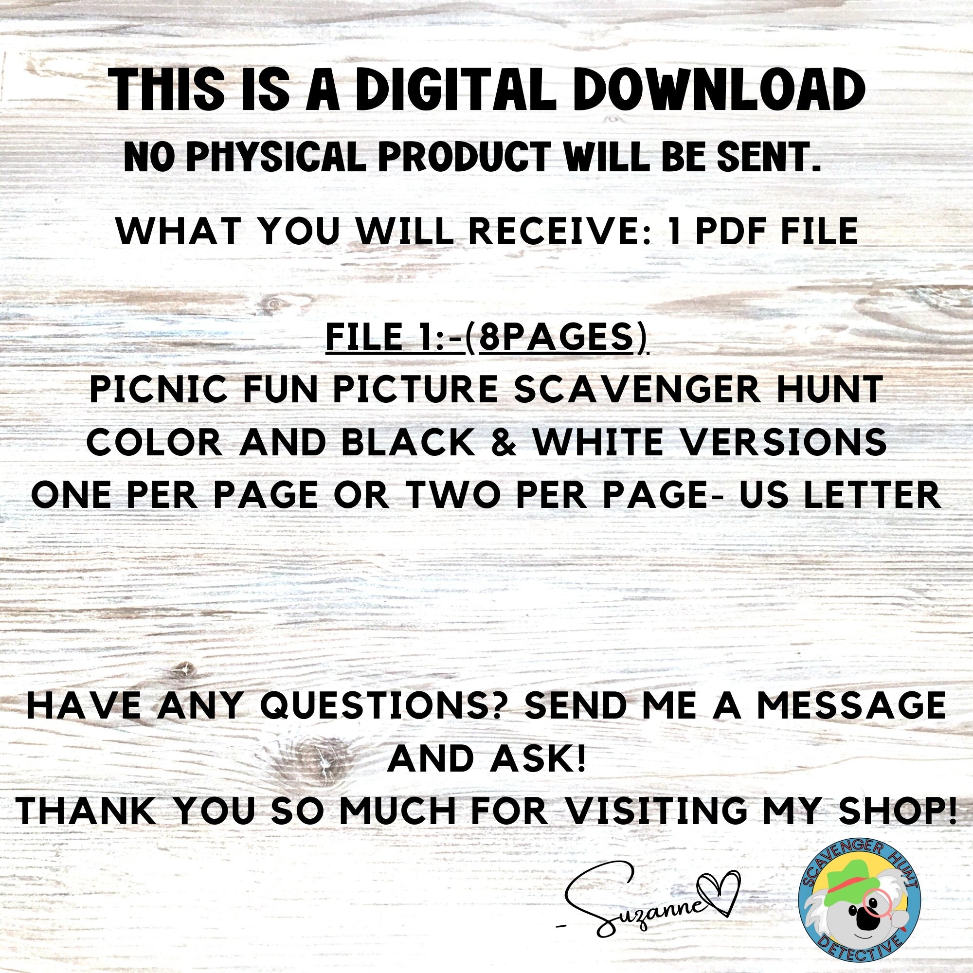 Picnic Scavenger Hunt for Preschoolers With Picture Clues, Toddler ...