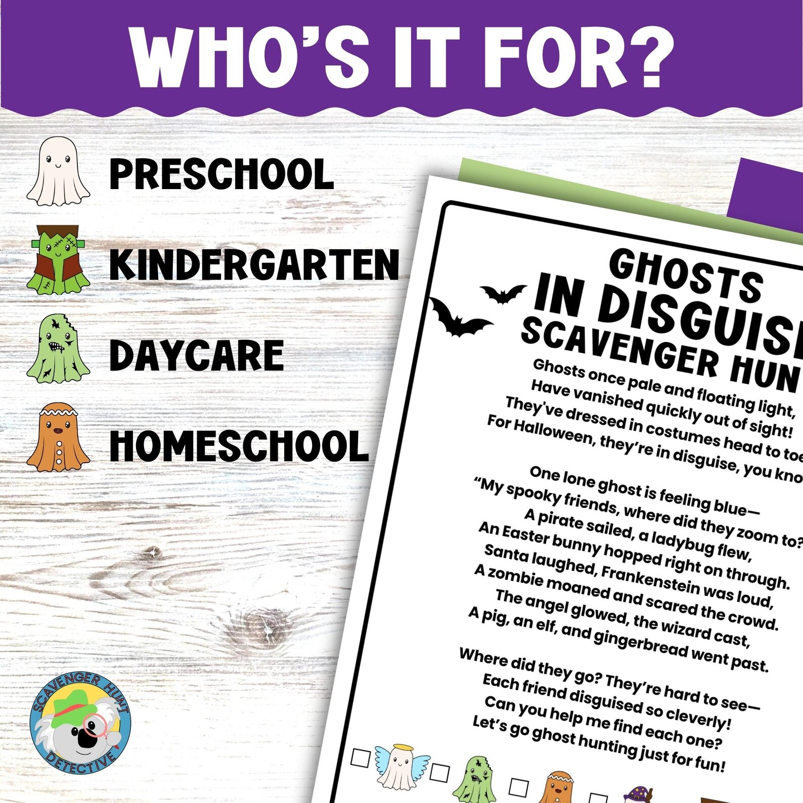 Find the Ghosts Scavenger Hunt for Kids, Preschool Halloween Party Game ...