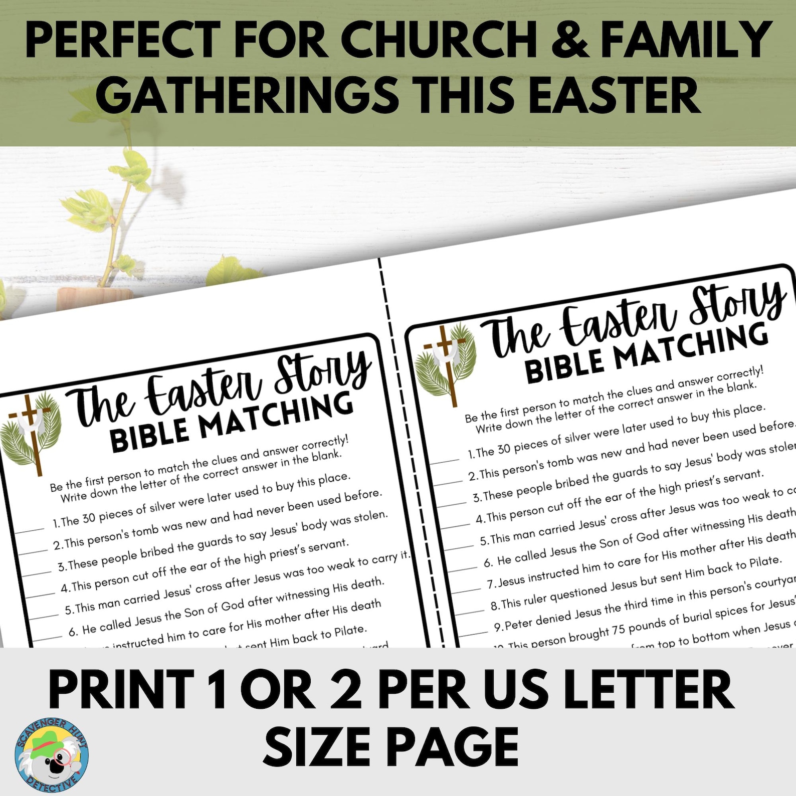 Easter Story Bible Matching Game, Holy Week Easter Bible Game Church ...