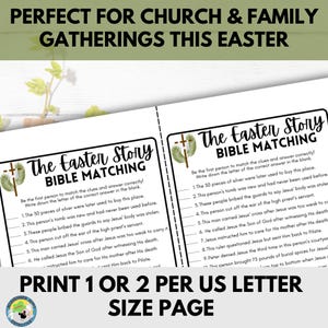 Easter Story Bible Matching Game, Holy Week Easter Bible Game Church ...
