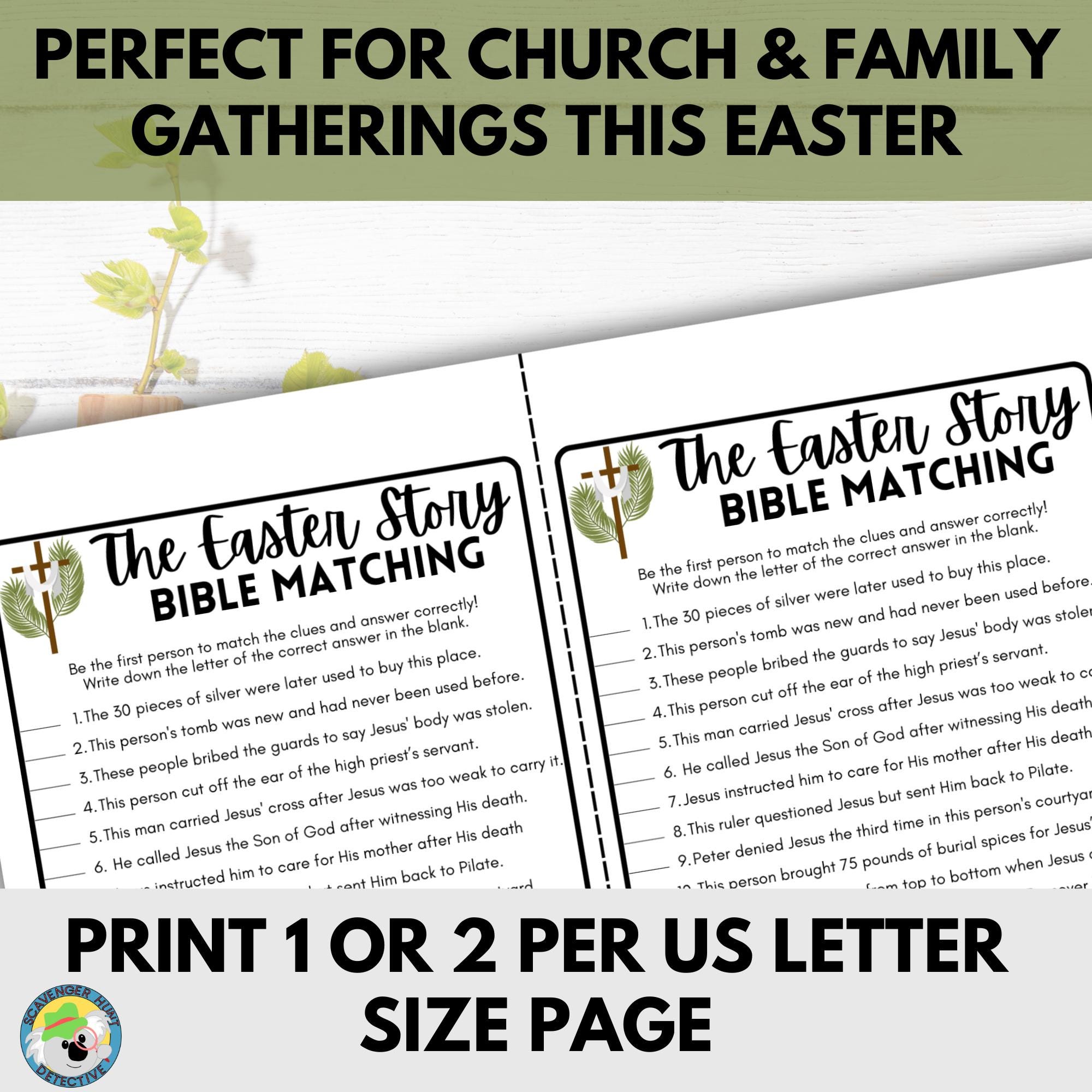 Easter Story Bible Matching Game, Holy Week Easter Bible Game Church ...