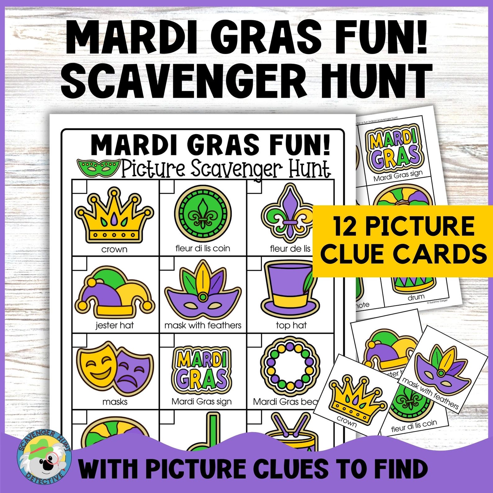 Mardi Gras Scavenger Hunt for Toddlers With Picture Clues, Picture ...