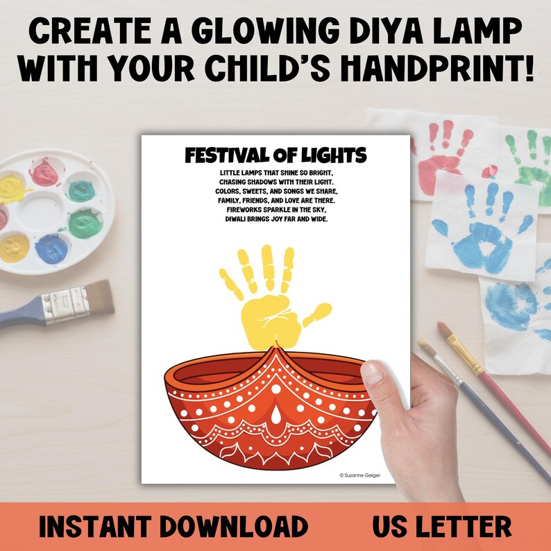 Diwali Handprint Craft Activity, Diwali Festival of Lights Diya Lamp ...