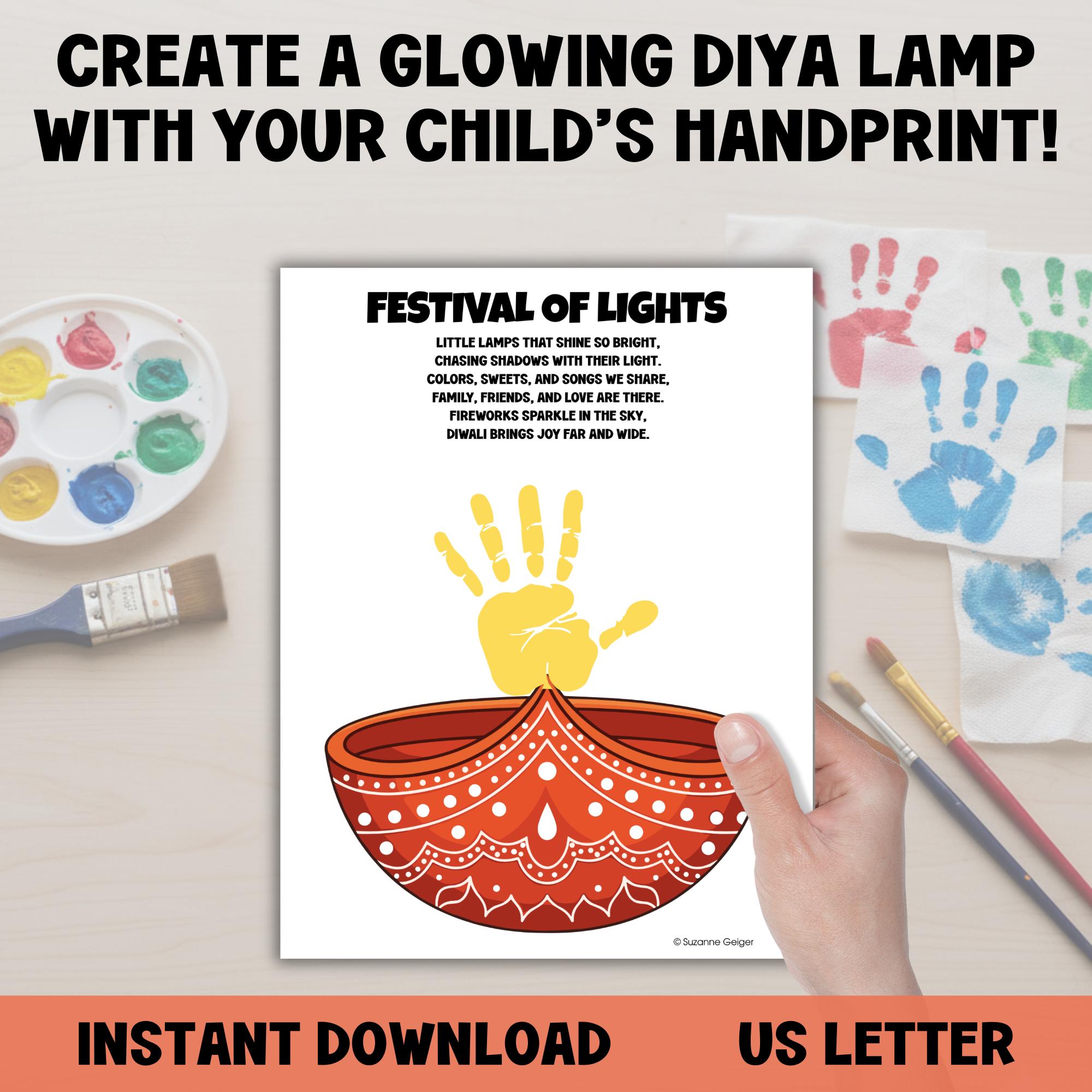 Diwali Handprint Craft Activity, Diwali Festival of Lights Diya Lamp ...