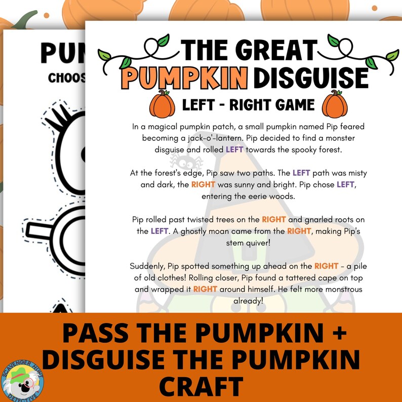 Disguise a Pumpkin Halloween Left-right Game and Craft Pass the Pumpkin ...