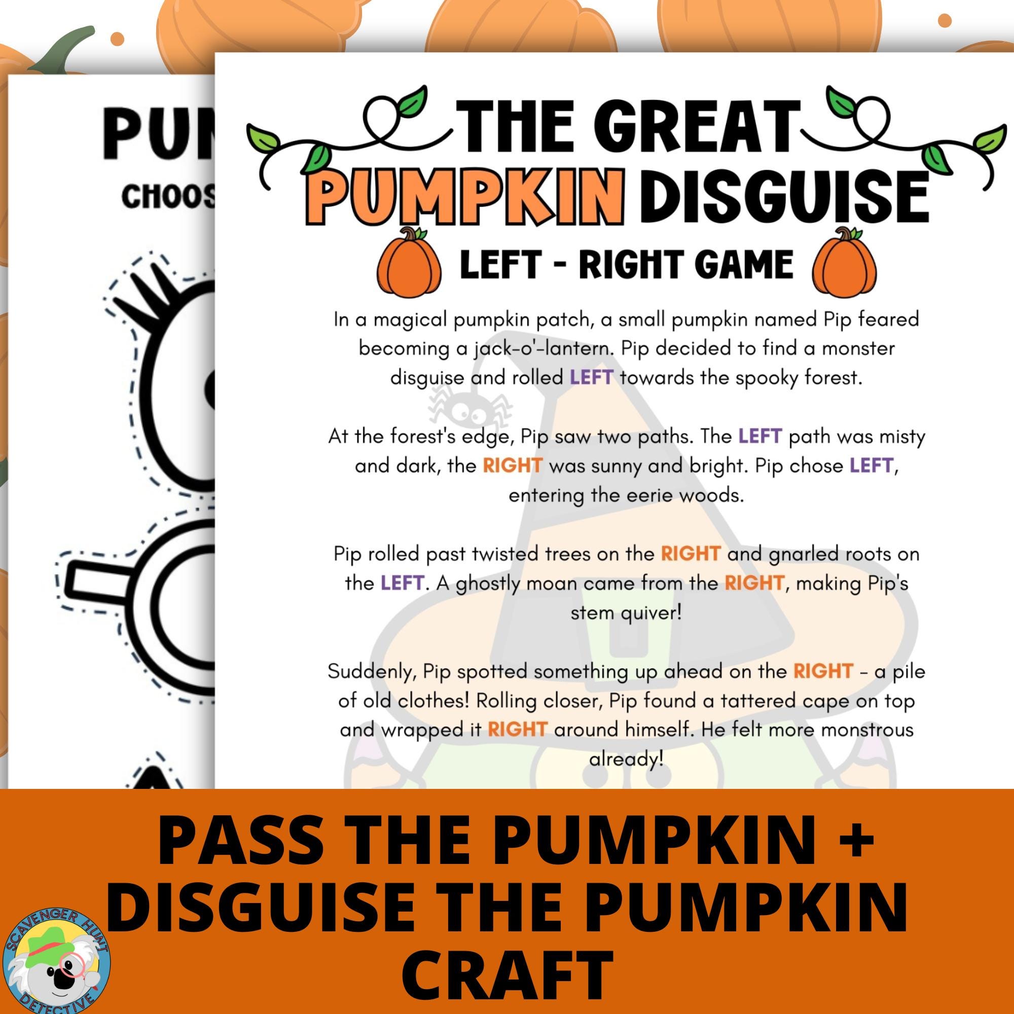 Disguise a Pumpkin Halloween Left-right Game and Craft Pass the Pumpkin ...