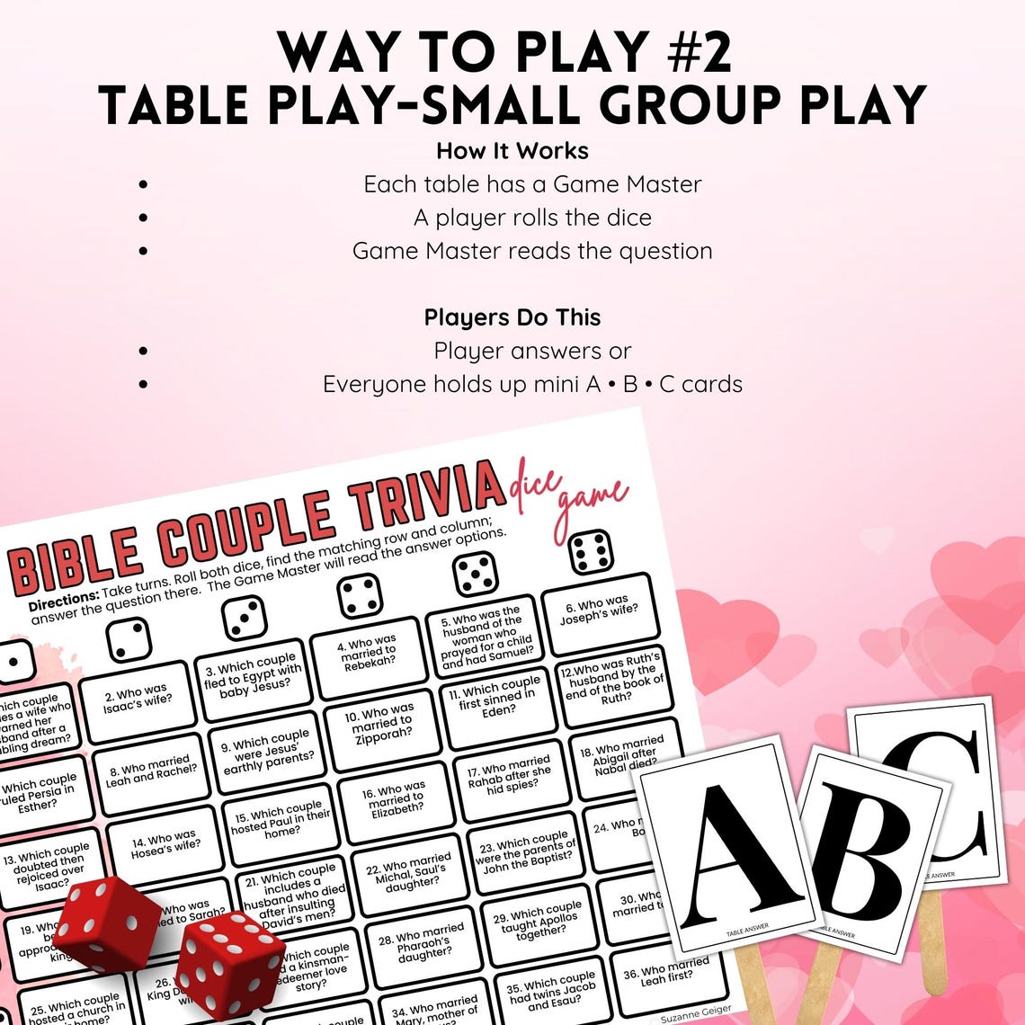 Bible Couples Trivia Dice Game, Church Christian Valentine's Party ...