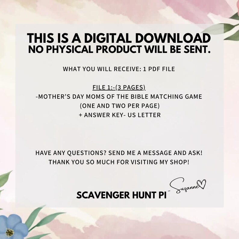 Mothers Day Bible Moms Matching Game, Bible Mothers Day Game Moms of ...