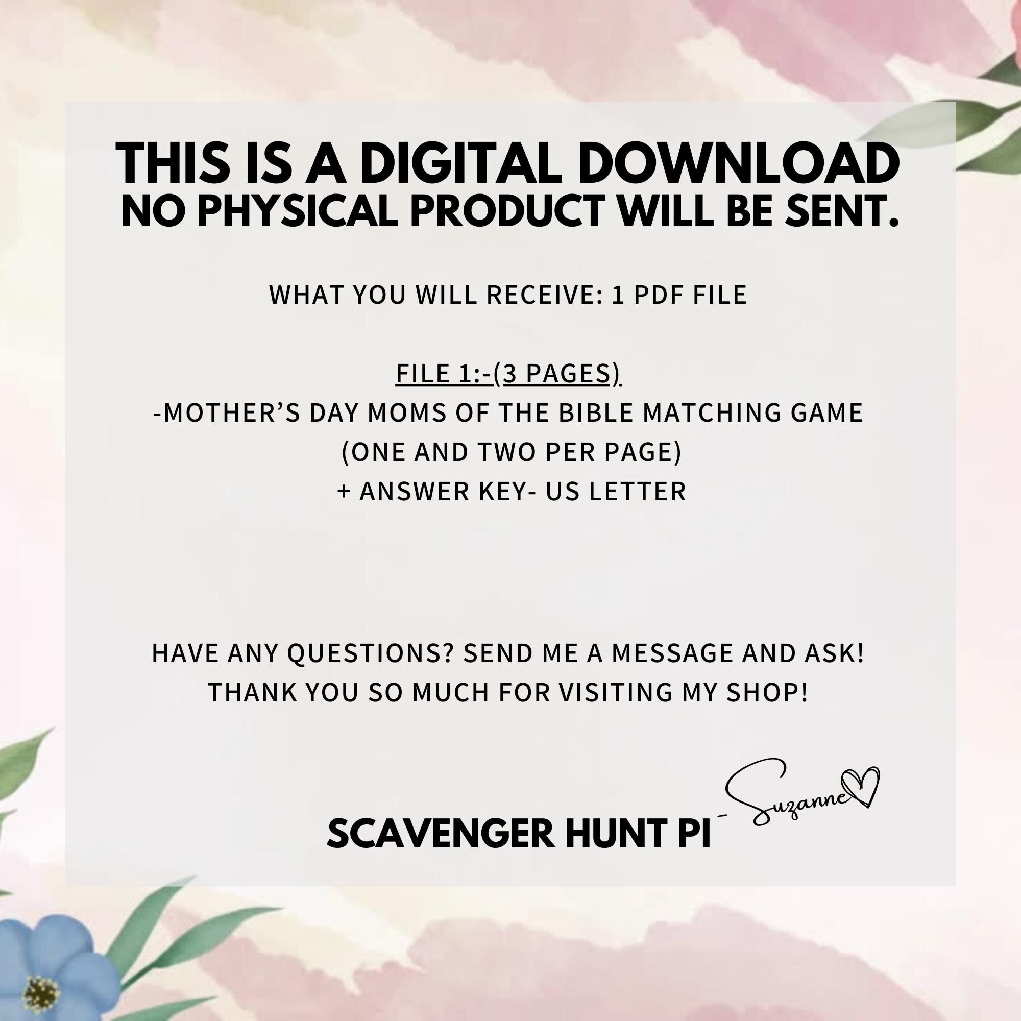 Mothers Day Bible Moms Matching Game, Bible Mothers Day Game Moms of ...